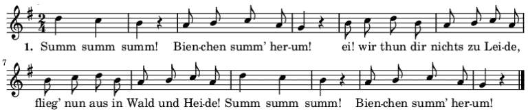 Summ, summ, summ - Text & Noten - Kinderkabinett