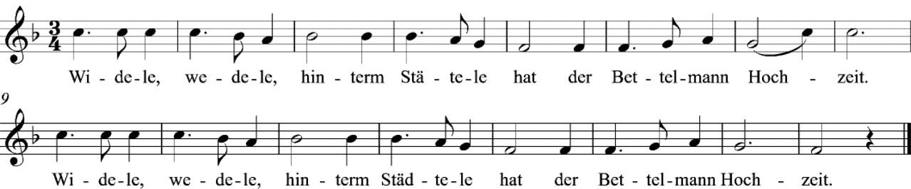 Widele wedele - Text & Noten - Kinderkabinett